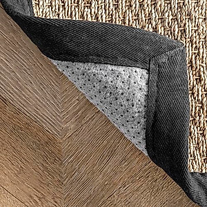 nuLOOM 6x9 Elijah Seagrass Area Rug, Black, Solid Farmhouse Style, Cotton Bordered, Basketweave, Natural Fiber, For Bedroom, Dining Room, Living Room, Hallway, Office, Kitchen, Entryway