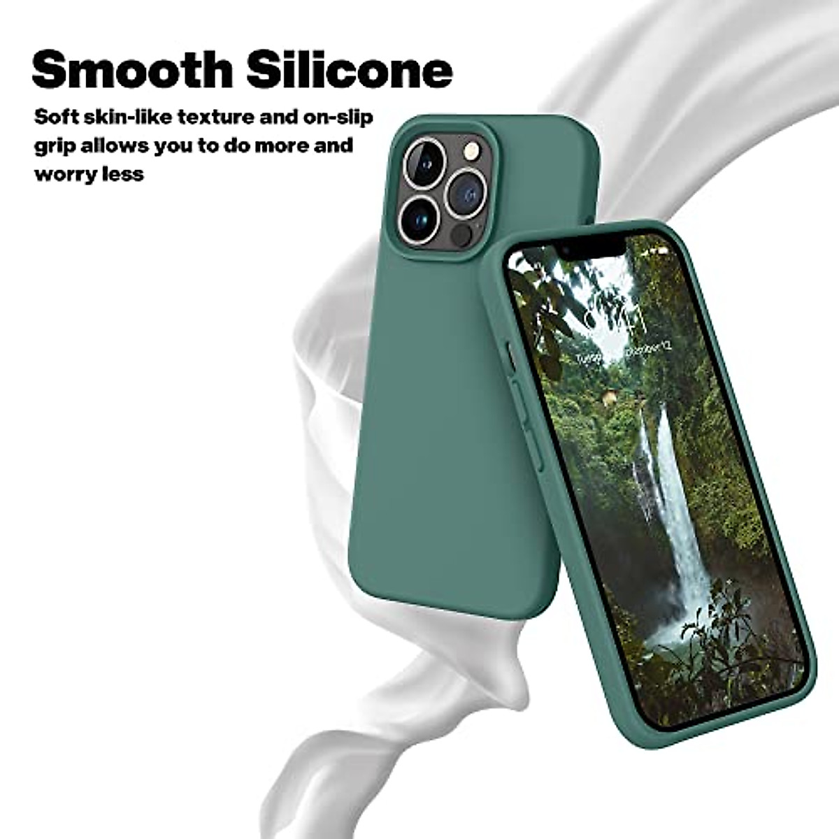 OTOFLY Designed for iPhone 13 Pro Max Phone Case, Silicone Shockproof Slim Thin Phone Case for iPhone 13 Pro Max 6.7 inch (Midnight Green)