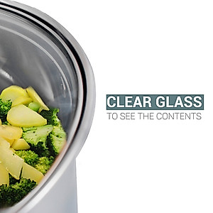 Double Boiler & Steam Pots for Chocolate and Fondue Melting Pot, Candle Making, Stainless Steel Steamer with Tempered Glass Lid for Clear View while Cooking, Dishwasher (3 Qts & 4 Pieces)