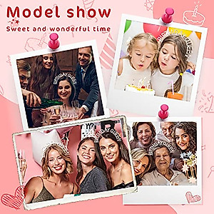 WLLHYF Birthday Queen Sash Crystal Headband Set Rhinestone Tiara Bling Glitter Crowns Hair Band Princess Tiara Sweet Happy Birthday Decorations Accessories for Women Girls