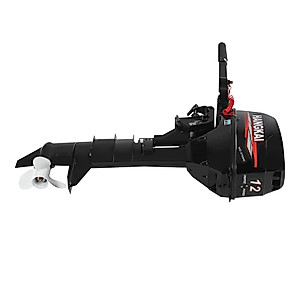 2 Stroke 12HP Outboard Motor, 169CC HANGKAIGas Outboard Boat Motor Water-cooling Long Shaft CDI Heavy Duty Fishing Boats Motor Enginefor Kayaks Canoes Dinghies Inflatable Boats Motors