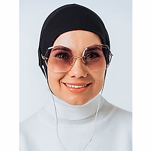 VeilWear Instant Hijab for Headphones and Glasses, Sport Head Scarf, Ready to wear Muslim Accessories for Women (Black)