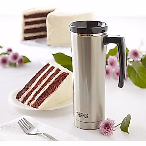 Thermos Thermos 16 ounce vacuum insulated travel mug black, 8 Ounce, Silver (NS100BK004)