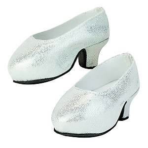 Sophia's Sparkling High Heels with Closed Toes and Glitter Platform Pumps for 18 Inch Dolls, Silver
