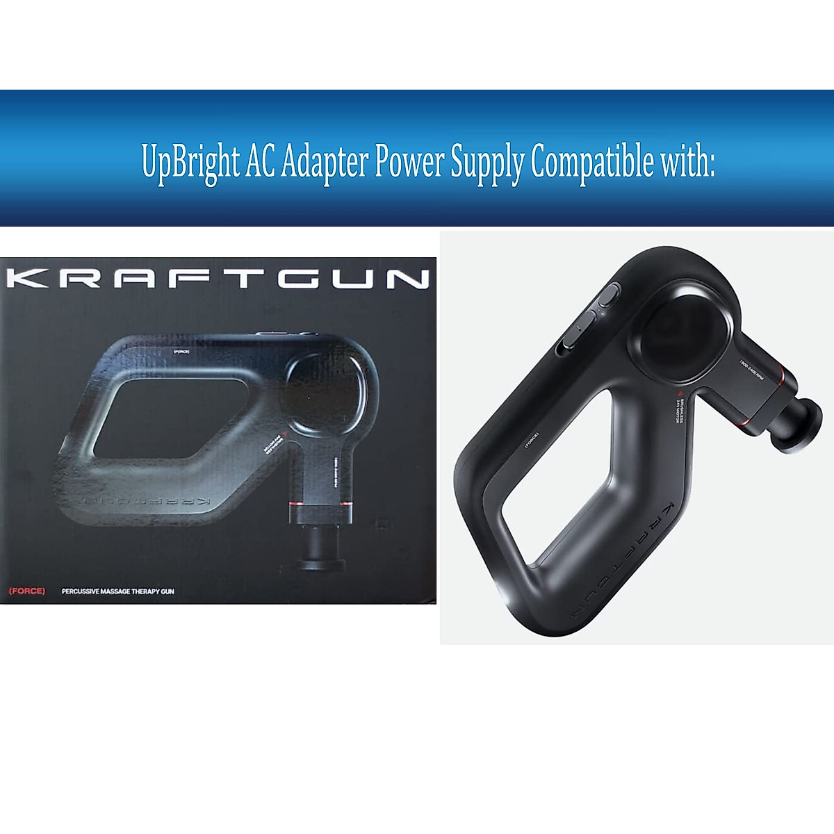 UpBright AC/DC Adapter Compatible with KraftGun Force Kraft Gun 3 Speeds Quiet Muscle Massage Gun Deep Tissue Percussion Therapy Vibrating Massager Power Supply Cord Cable PS Battery Charger Mains PSU