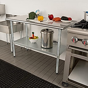 HARDURA Stainless Steel Table 24X48 Inches with Undershelf and Galvanized Legs NSF Heavy Duty Commercial Prep Work Table for Restaurant Kitchen Home and Hotel