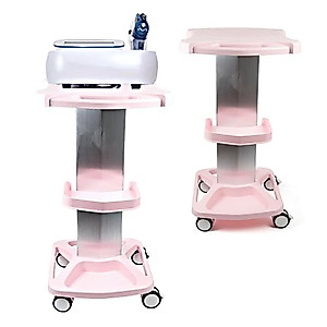 Beauty Trolley Cart with Wheels, Aluminum Alloy Salon Spa Rolling Trolley Cart, Esthetician Metal Trolley Cart for Beauty Salons Health Salons Hairdressers Load 33Lbs (Pink)