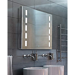 Fine Fixtures Bathroom Medicine Cabinet, Aluminum, Recessed/Surface Mount, Mirrored w/LED (24")