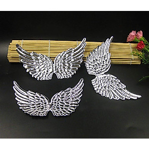 UUYYEO 12 Pcs Small Angel Wings Fabric Wings Applique Patches for DIY Crafts White