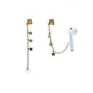 Creative Earphone Earring Strap String Rope Wirreless Headset Holder Anti-Lost for Airpods 1 2 Earbuds Ear Hook Accessories (Silver)