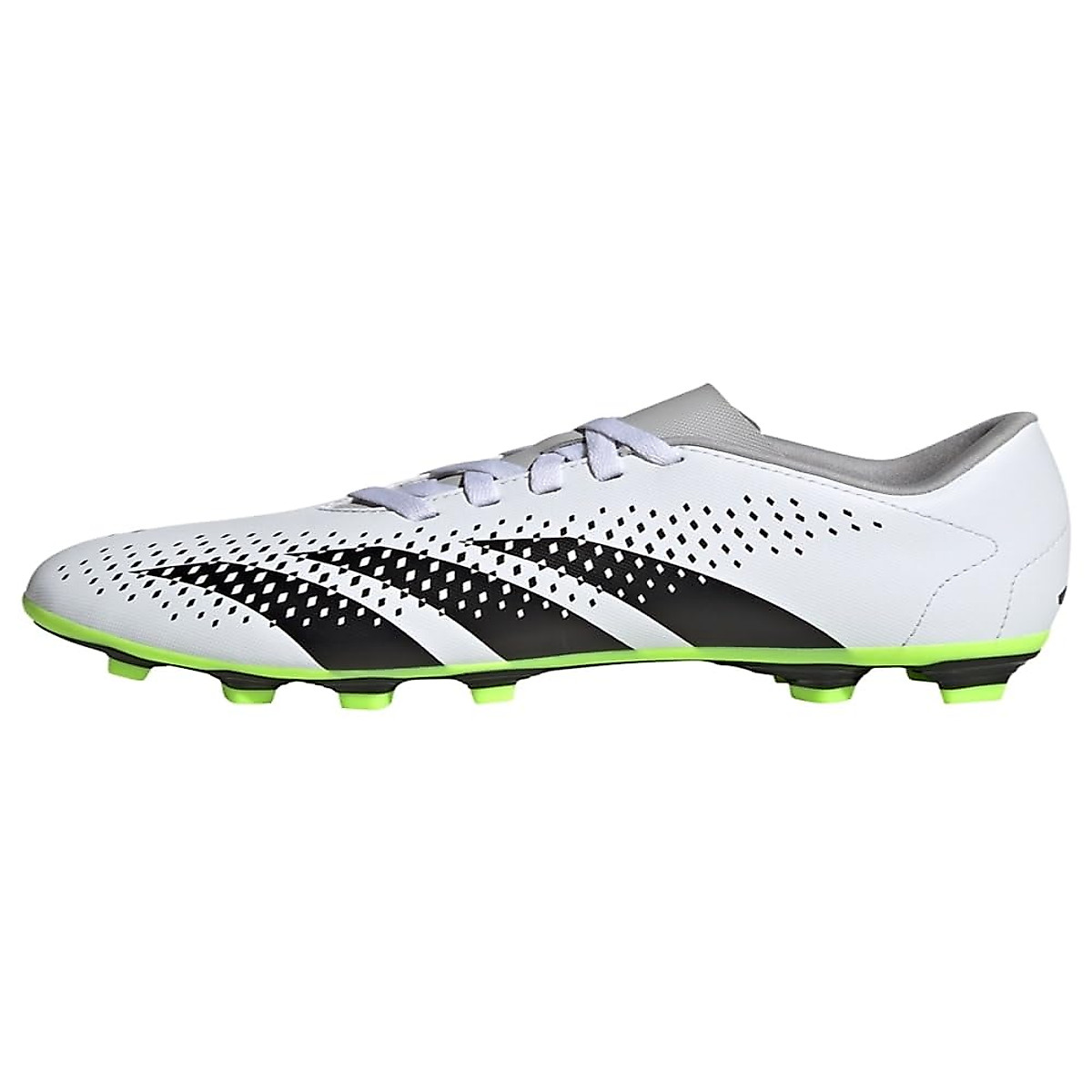 adidas Predator Accuracy.4 Firm Ground Sneaker, White/Core Black/Lucid Lemon, 12 US Unisex Little Kid