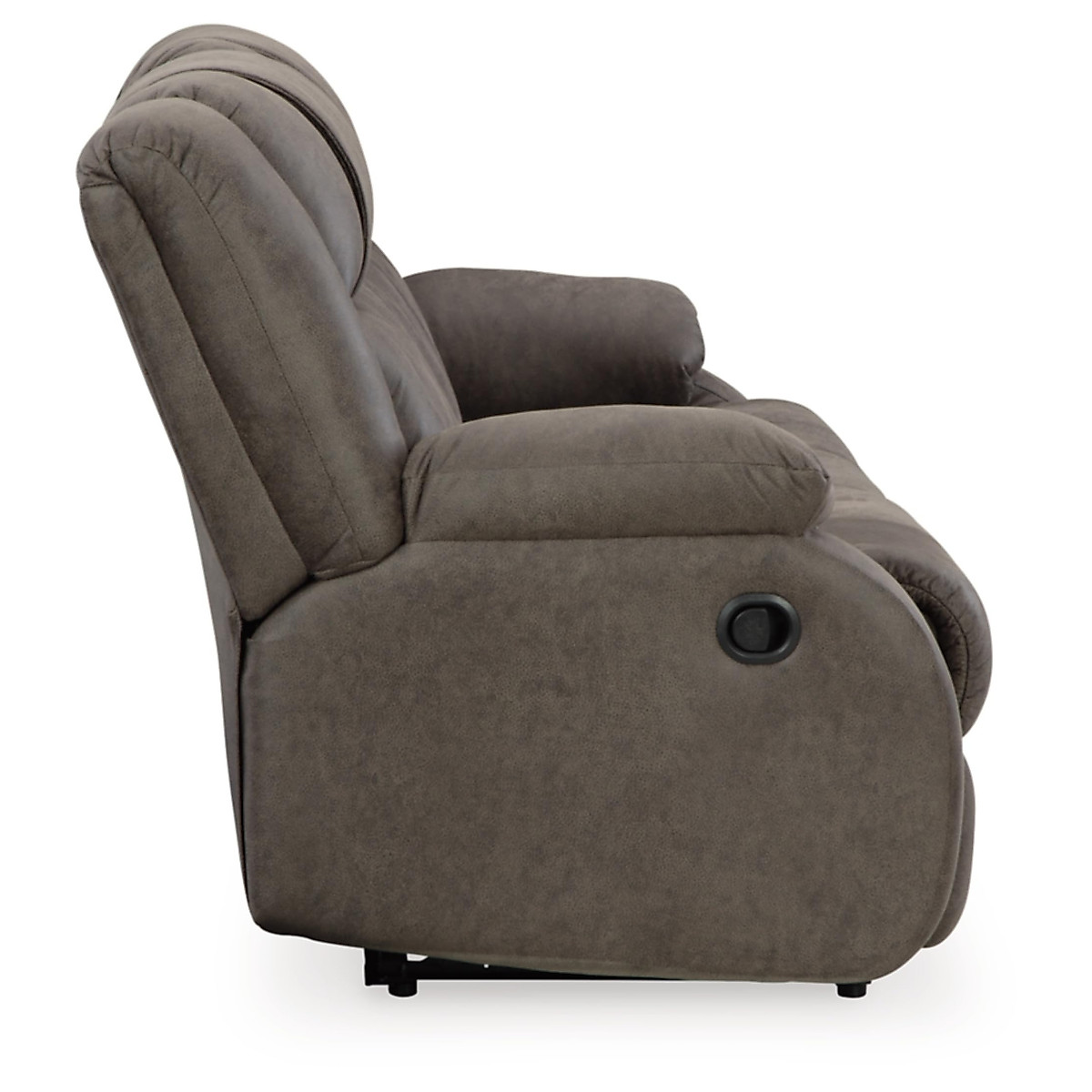 Signature Design by Ashley First Base Contemporary Faux Leather Manual Reclining Sofa, Gray