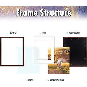 AUEAR, 11x14 Picture Frames 2 Pack, for 8x10 with Mat or 11 by 14 Gallery Wall Frame Vertical Horizontal Display (11x14, Walnut, 2-Pack)