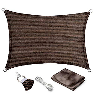 Eden's Decor 6' x 8' Brown Sun Shade Sail Outdoor Canopy Rectangular Awning Fabric Cloth Screen for Patio Garden Backyard Pergola Custom Size
