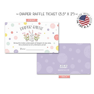 Koko Paper Co Sweet Little Bunny Baby Shower Invitations and Diaper Raffle Tickets | Pack of 25 Fill-in Invitations, Diaper Raffle Tickets and Envelopes | Printed on Heavy Card Stock.