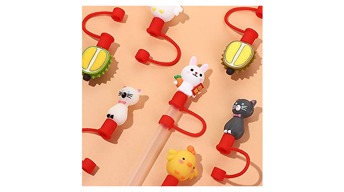 Beyonday Cute Animals Silicone Straw Plug - Reusable & Safe