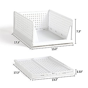 8 Pcs Stackable Storage Drawers Closet Organizers and Storage Foldable Closet Organizers Plastic Folding Box Shelves Collapsible Bin Baskets Container for Wardrobe Bathroom (White)