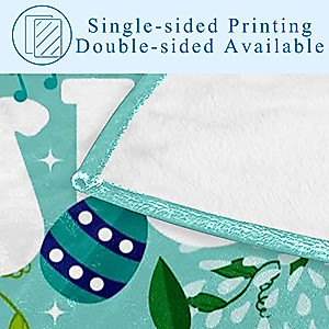 Happy Easter with Flowers Eggs Prints Soft Warm Cozy Blanket Throw for Bed Couch Sofa Picnic Camping Beach, 150×100cm