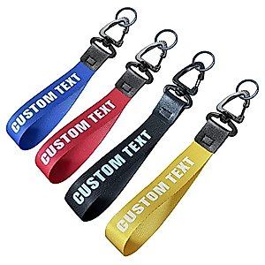 QJS PATCH 4 PACK Keychain,Personalised Text Pendant,Customisable keytag with Key Ring Car Key Chain Clip Nylon Webbing Buckl for Car, Backpack