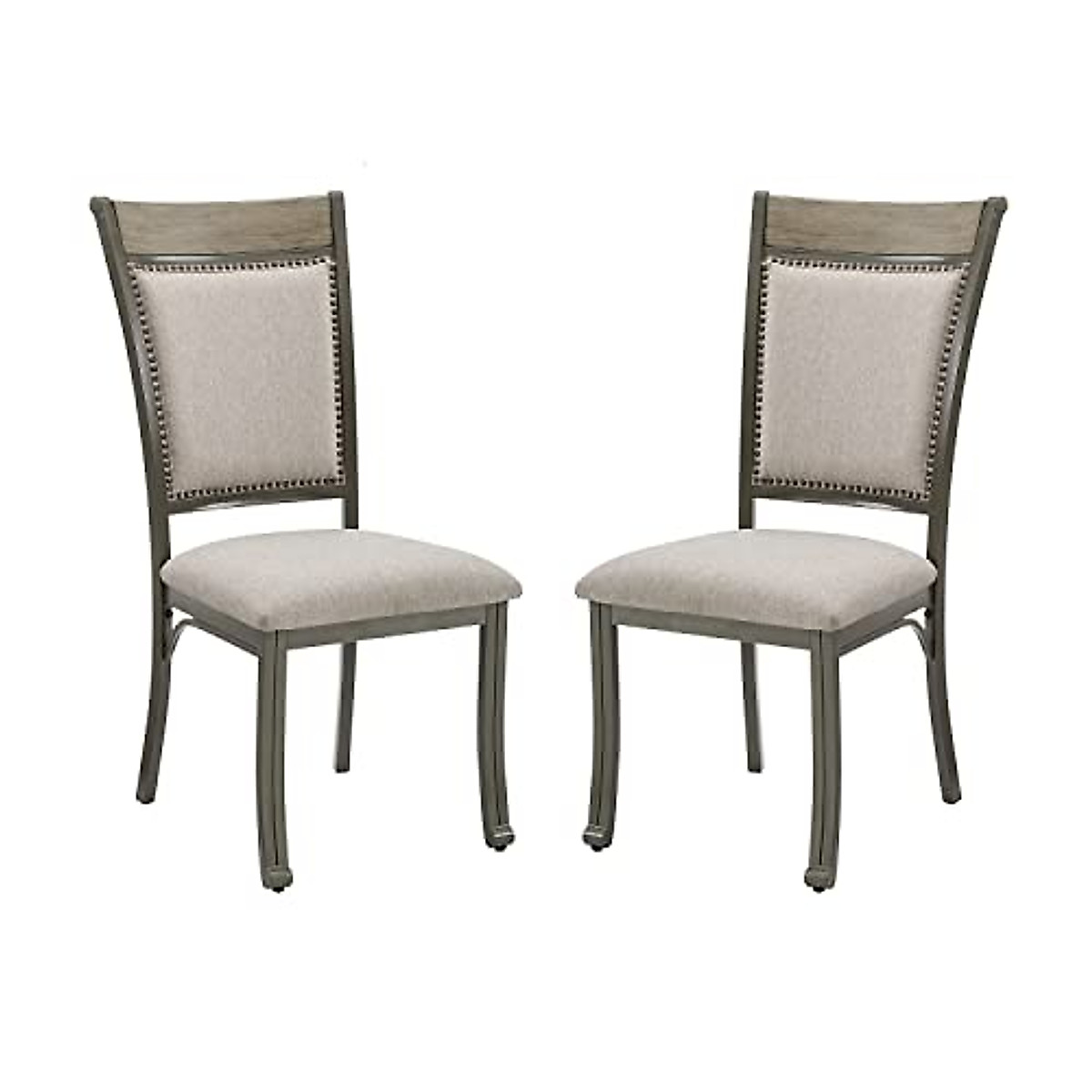 Powell Pewter Metal and Rustic Wood Side 2 Pack (2 Chairs) Franklin Dining