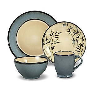 Gourmet Basics Belmont Round Blue Stalks Dinnerware Set (16 Piece)