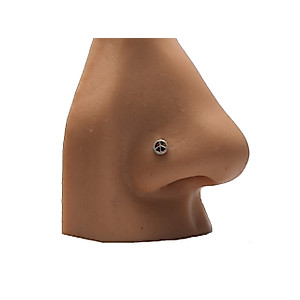 Nose Stud,Peace Sign Nose Stud Sterling Silver Nose Stud/Nose Screw, Jewelry Nose Stud, Body Piercing Jewelry, Nose Piercing (18g Right Screw)
