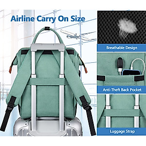 kasibon Travel Laptop Backpack for Women Men, Wide Top Open College School Work Computer Bag Back Pack Book Bag Casual Water Resistant Anti Theft USB Charging Port Fits 15.6 Inch Notebook