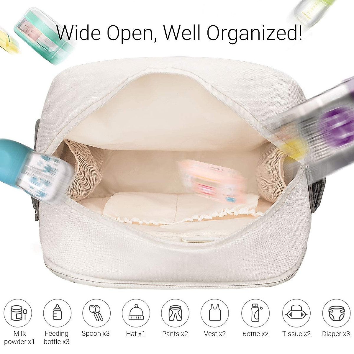 COSYLAND Diaper Bag Backpack Baby Bag for Girls Boy Large Capacity Maternity Nappy Bag Travel Back Pack with Insulated Pocket & Stroller Straps & Laptop Compartment & Anti-theft Pocket for Mom Dad