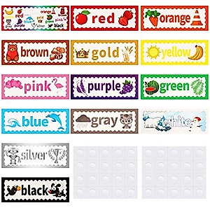 14 Pieces Colors Bulletin Board with 40 Pieces Adhesive Dots for Toddler and Kids Learning Colors