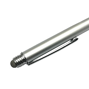 BoxWave Stylus Pen Compatible with Microsoft Surface Duo 2 5G - DualTip Capacitive Stylus, Fiber Tip Disc Tip Capacitive Stylus Pen for Microsoft Surface Duo 2 5G - Metallic Silver