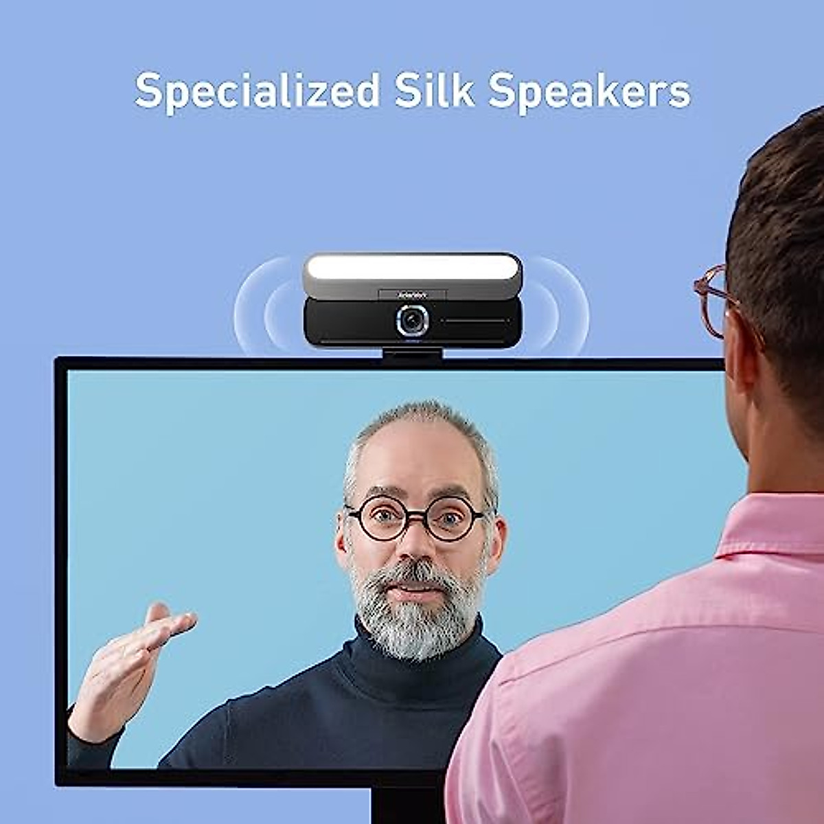 AnkerWork B600 Video Bar, 4-in-1 Design, 2K Computer Camera with Speaker and Microphone, Built-in Light, AI Video Conference Cam, Noise Cancellation, 4-Mic Array, Ideal for Remote Work
