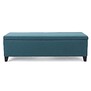 Christopher Knight Home Cleo Fabric Storage Ottoman, Dark Teal