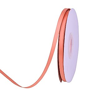 Ribest 1/4 inch 50 Yards Solid Double Face Satin Ribbon Per Roll for DIY Hair Accessories Scrapbooking Gift Packaging Party Decoration Wedding Flowers Peach