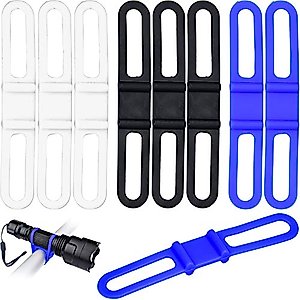 9Pcs Bicycle Silicone Band Bicycle Silicone Band Multicolor Tie Clip Ribbon Mount Holder Universal Led Rubber Elastic Strips Bandage Belt for Bike Light Handlebar Mount