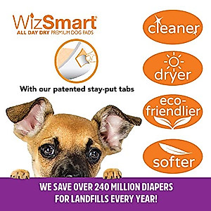 WizSmart Heavyweight Ultra Extra Large 10+ Cup Earth-Friendly & All-Day Dry Premium Dog and Puppy Potty Training Pads, Quick Drying, Absorbent, Odor-Free, Stay Put Tabs, 10+ Cup XL (24 Count)