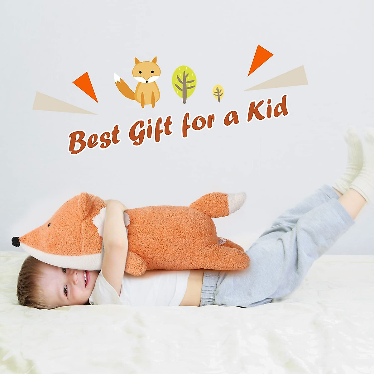 Fox Plush Toy, 26" Real Cute Stuffed Plushie Pillow Doll, Soft Fluffy Red Foxy Hugging Cushion Decor, Present for Kids and Adults