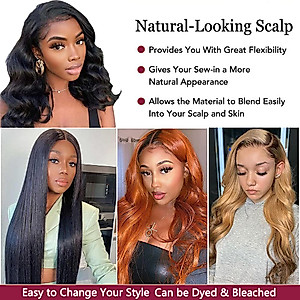 Kdmidun Body Wave Bundles with Closure Human Hair (14 16 18+12) 100% Unprocessed Brazilian Body Wave Human Hair Bundles with 4x4 Lace Closure Free Part Natural Color (Bundles with Closure)
