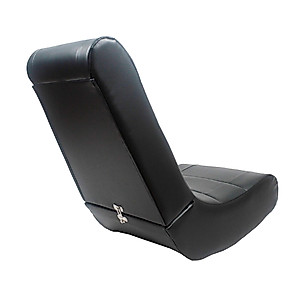 Loungie Leather PU Floor Chair - Black PU/Black PU | Design: Rockme | for Kids, Teens, Adults, Boys Or Girls | 33.4L x 18.5W x 28.4H