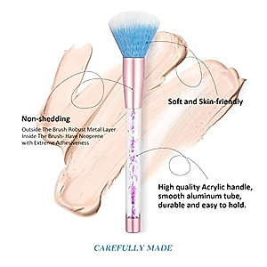 Makeup Brushes, 7PCS Glitter Quicksand Handle Makeup Brush Set for Foundation Powder Blush Eyeshadow with Case Beautiful Pink Purple Cosmetic Brushes