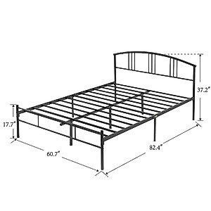 VECELO Queen Bed Frame with Headboard and Footboard, 14 Inch Metal Platform Mattress Foundation, Sturdy Premium Steel Slat/No Box Spring Needed
