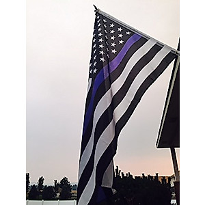 Thin Blue Line American Flag - 3 by 5 Foot Flag Honoring our Men and Women of Law Enforcement- Black, White, and Blue with Brass Grommets