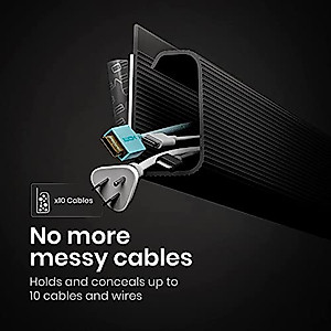 EVEO Cable Management 96'' J Channel-6 Pack Cord Cover- Cable Raceway - Cable Management Under Desk, Adhesive Stripe Built-in 6X16in- Easy to Install Desk Cord Organizer- Cable management tray, Black