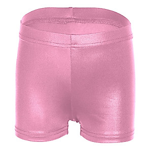 iLover Girls' Sparkle Dance and Tumbling Athletic Gymnastics Shorts Kids Yoga Shorts Ballet Shorts 8-9 Years Black/Pink