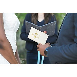 UNITED ESELL Ivory Wedding Vow Books His and Hers – Real Gold Foil Bride and Wedding Notebook with 28 Pages - 5,9" x 3.9" – Vow Renewal - Bridal Shower Gifts - Time Capsule Love Letter (Gold)
