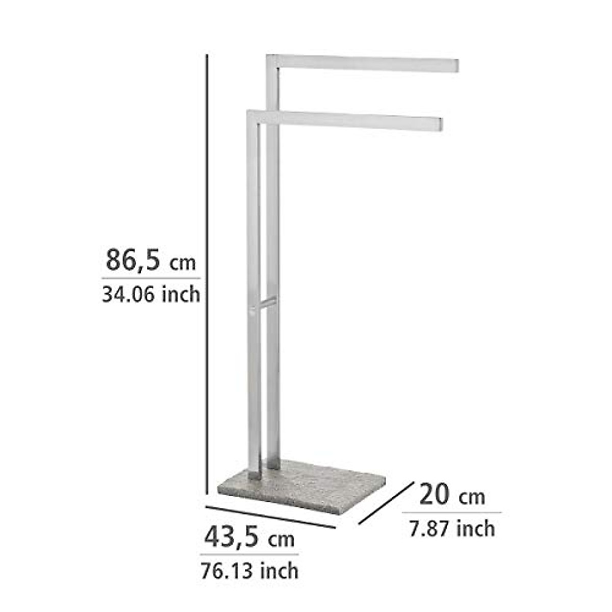 WENKO Granite Hand Towel Holder Stand for Bathroom, Double Tower Racks, Freestanding, 33.86 x 7.87 inch, Satinised