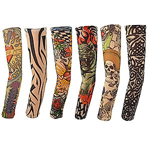 Hmxpls 6 Pcs Tattoo Compression Sleeve, Arm Sleeves Tattoo, Tatto Sleeve Covers, Temporary Tattoo Sleeves, Sunscreen Sleeves.