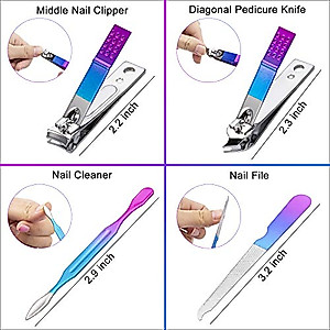 CGBE Manicure Set Nail Clippers Pedicure Kit Men Women Grooming kit Manicure Professional Tools Gift 7Pcs with Luxurious Travel Case