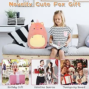 17.7'' Fox Plush Pillow for Girls, Cute Stuffed Animal Hugging Pillow, Soft Plush Toy, Cartoon Sleeping Pillow, Soft Plushie Doll Gifts