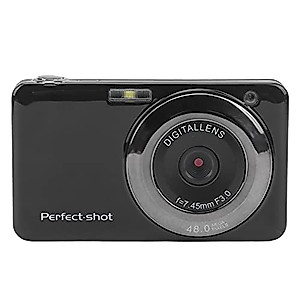 2.7in Kids Digital Camera, ABS Metal Camera, Portable Digital Camera for Children Beginners,48MP High Definition 8X Optical Zoom, Supports Expansion Storage Up to 32GB (Black)
