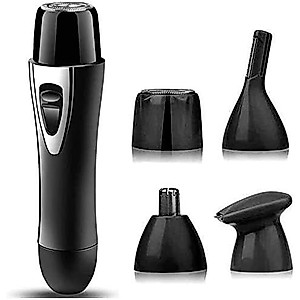 QINERSAW 4 in 1 Ear and Nose Hair Trimmer for Men & Women, Electric Professional Eyebrow Trimmer, Waterproof Painless Facial Hair Remover, USB Rechargeable, Black